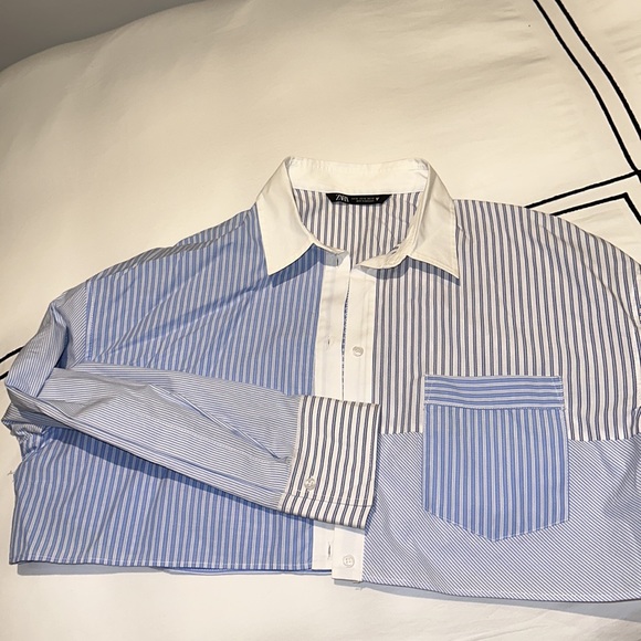 Zara | Tops | Zara Crop Patchwork Shirt | Poshmark
